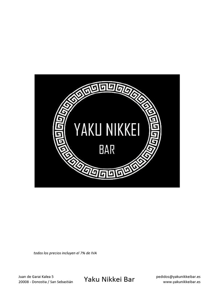 Menú Yaku Nikkei Donostia | PDF | Alimentos | Cocina