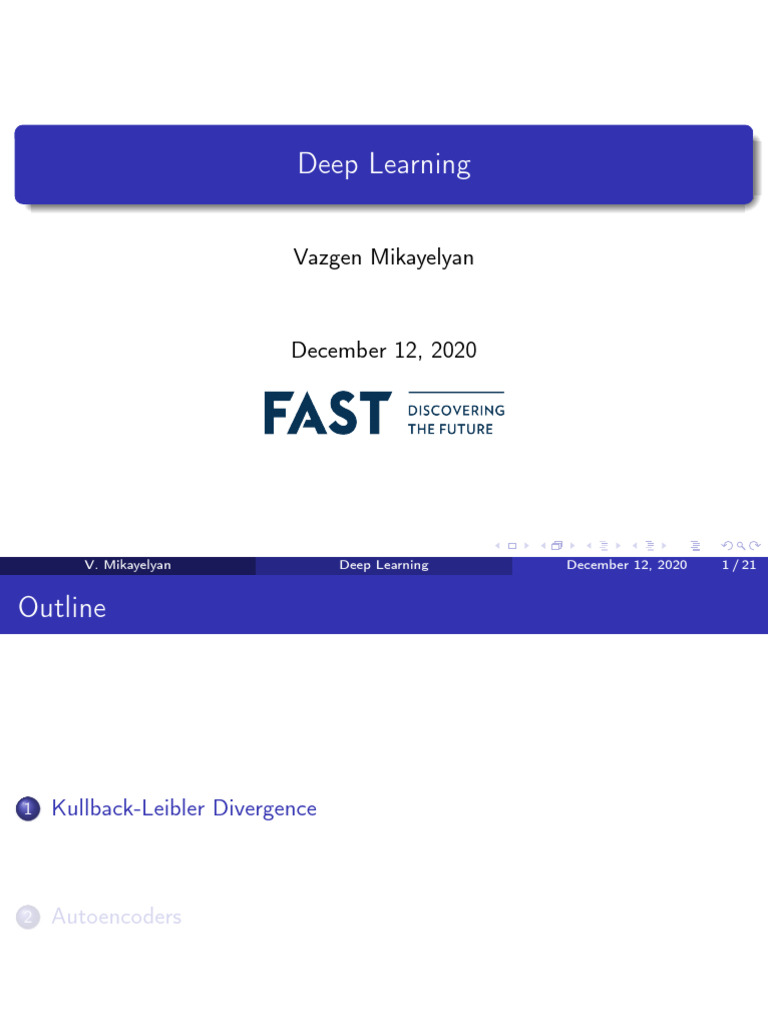 Lecture 17 - KL Divergence, Autoencoders | PDF | Teaching Mathematics | Statistical Analysis