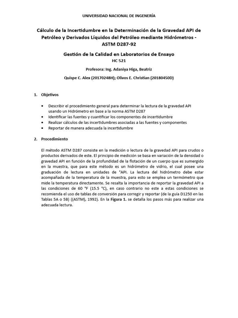 G4 Incertidumbre ASTM D287 | PDF