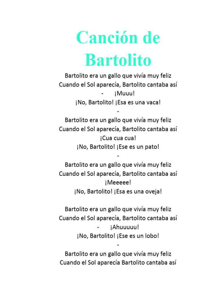 Canción de Bartolito | PDF