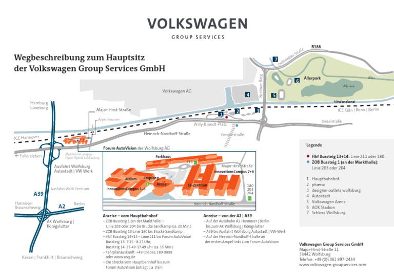 De Anfahrt Hauptsitz Wolfsburg Volkswagen Group Services | PDF