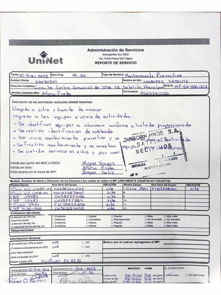 Ejemplo de Llenado de Reporte | PDF