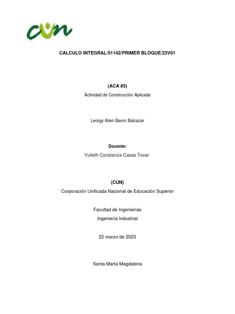 Aca #3 Calculo Integral | PDF