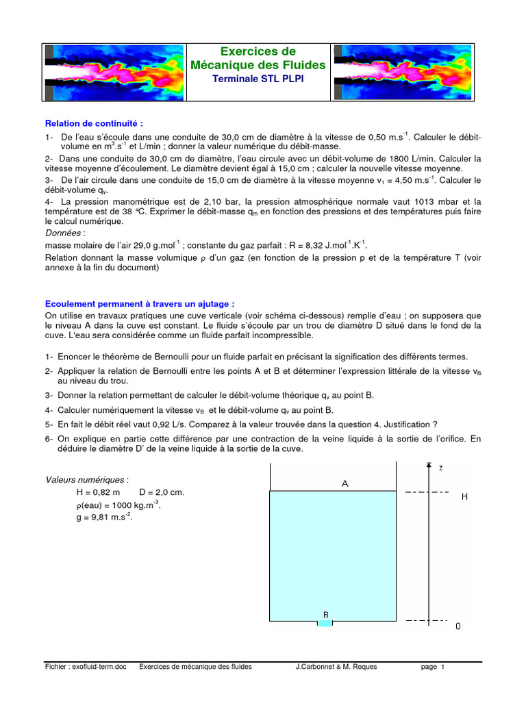 Exercices de Mécanique Des Fluides | PDF | Sciences et mathématiques | Technologie et ingénierie