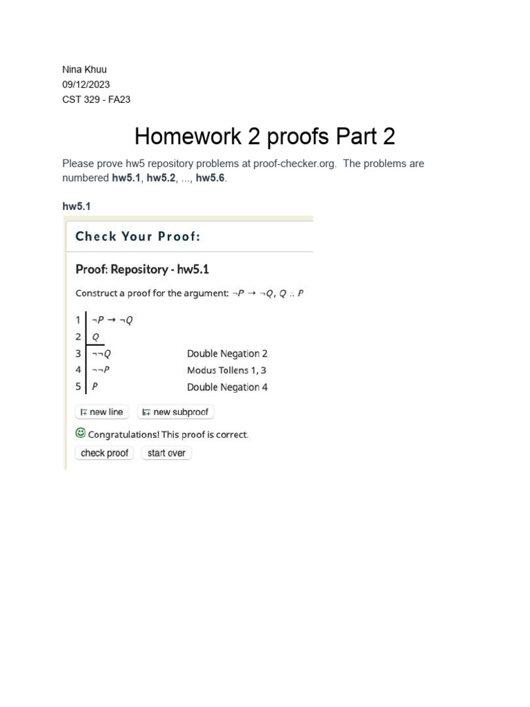 Homework 2 Proofs Part 2 - Ninakhuu | PDF