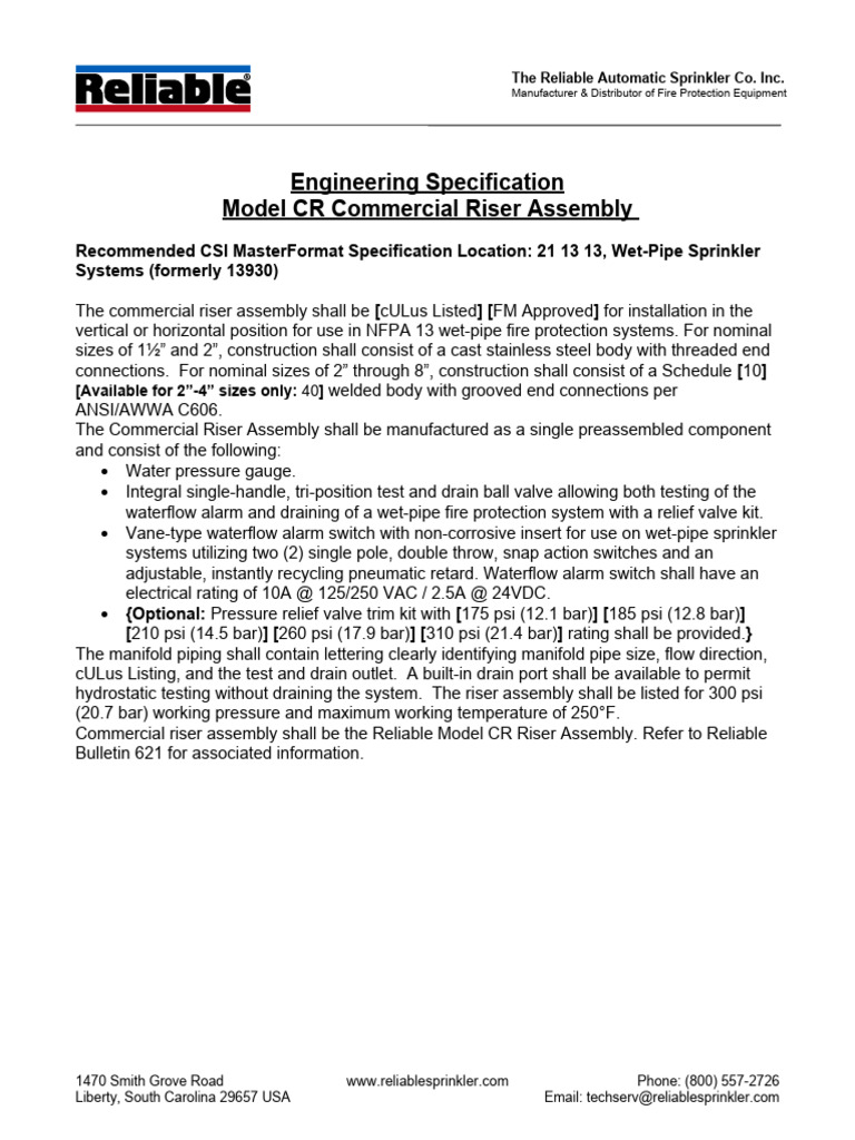 Reliable CR Commercial Riser Assembly | PDF | Technology & Engineering