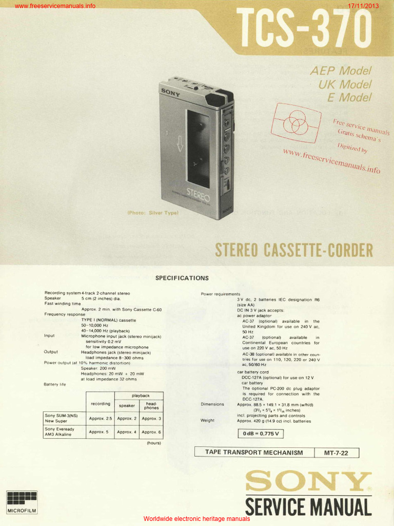 Sony tcs-370 | PDF