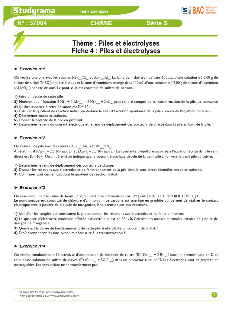 Exercice Chimie 04 | PDF