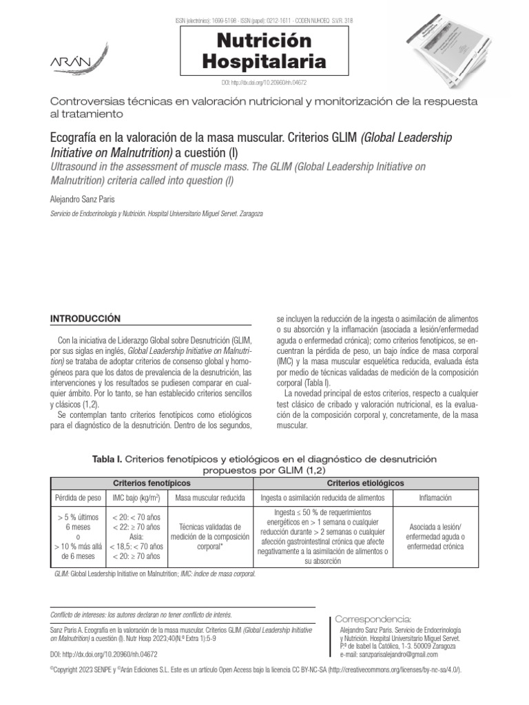 Muscuclo Criterios Glim | PDF | Índice de masa corporal | Pérdida de peso