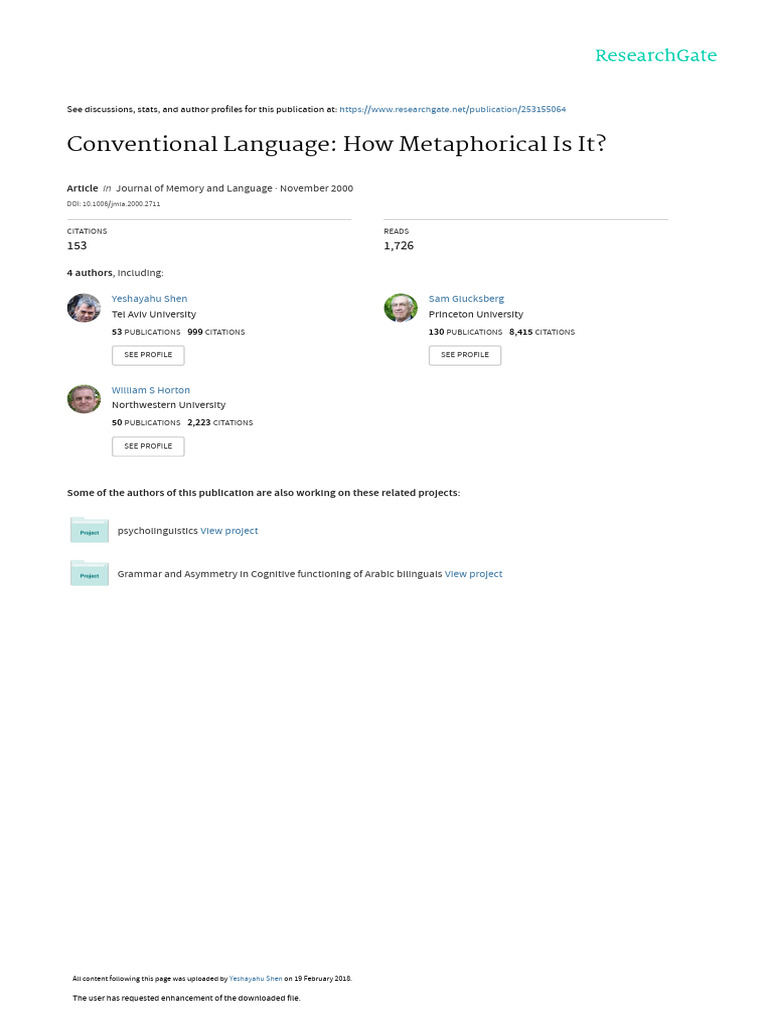 Conventional Language How Metaphorical Is It | PDF