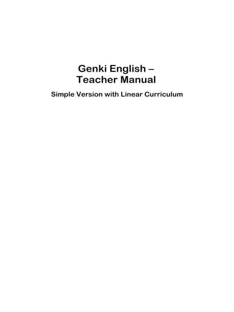 Genki English Teacher Manual | PDF
