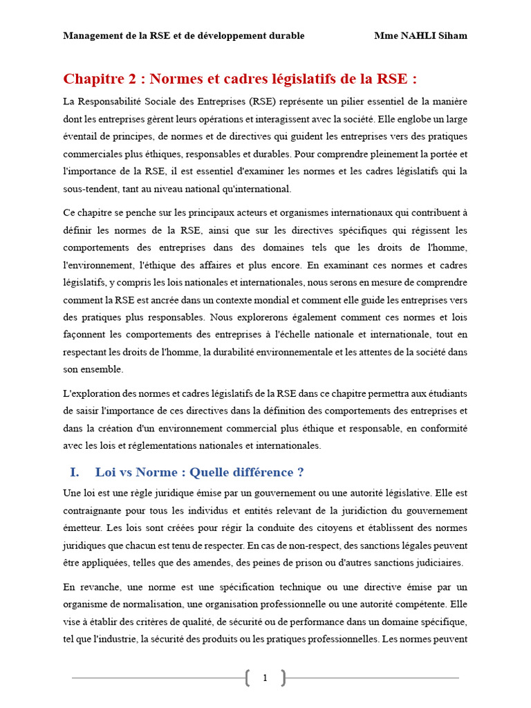 Normes et Cadres de la RSE | PDF