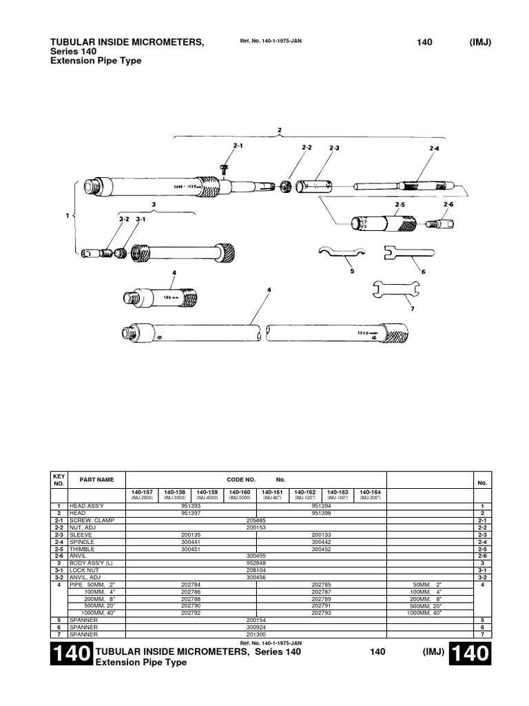 Tubular Inside Micrometers, Series 140 Extension Pipe Type 140 (IMJ) | PDF
