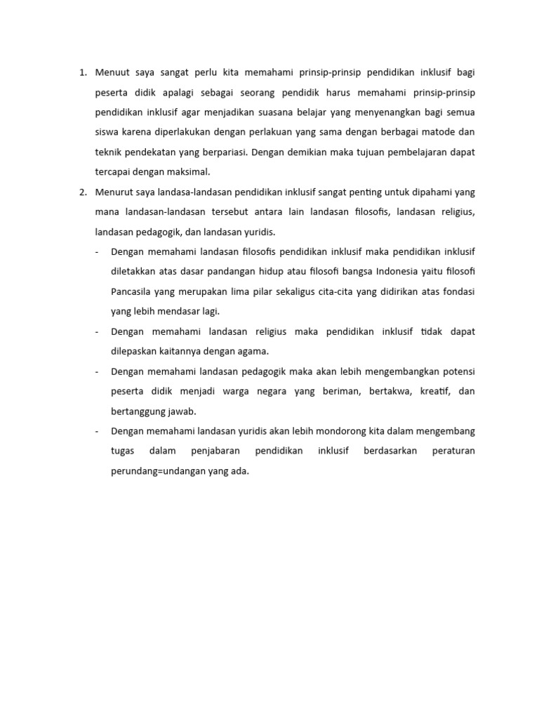 Prinsip Dan Landasan Pendidikan Inklusif | PDF