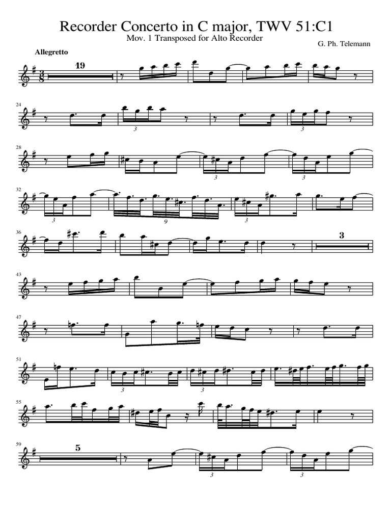 Alto Recorder Concerto in C Major | PDF