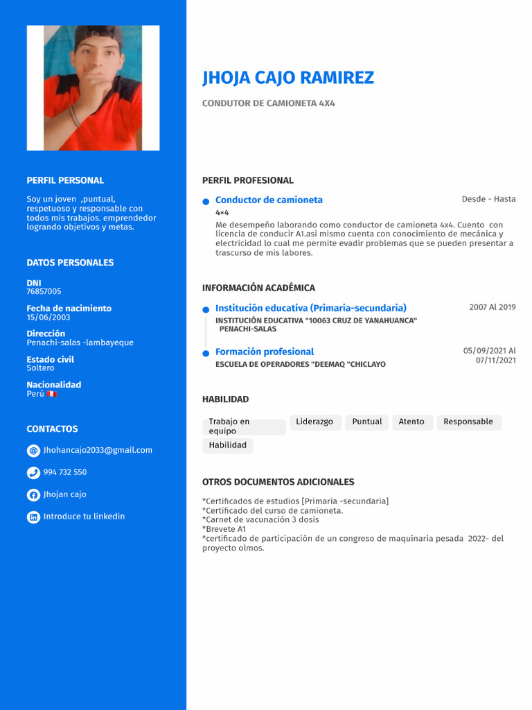 CV de Camioneta 4x4 | PDF