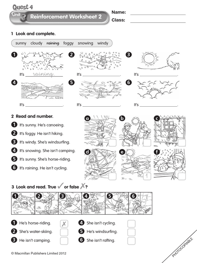 Raining.: HA Reinforcement Worksheet 2 | PDF