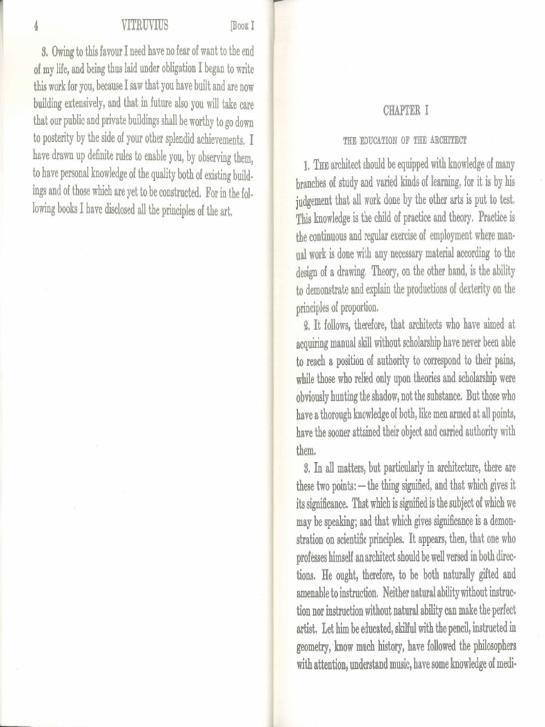 Vitruvius - Chapter 1 - The Education of The Architect | PDF