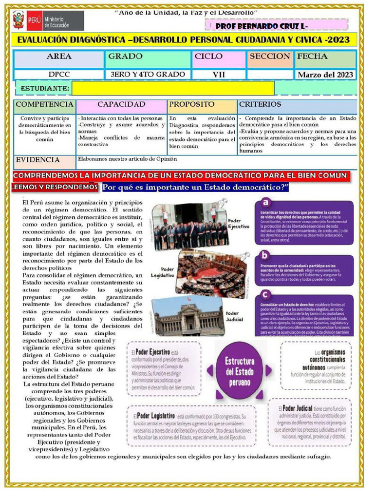 Evaluacion Diagnostica - 3ero y 4to Grado-Dpcc - 00001 | PDF