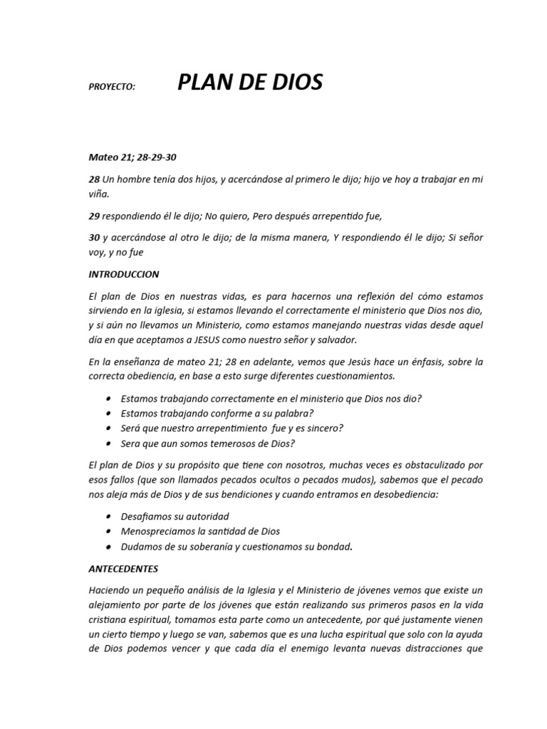 Plan de Dios | PDF | Pecado | Jesús