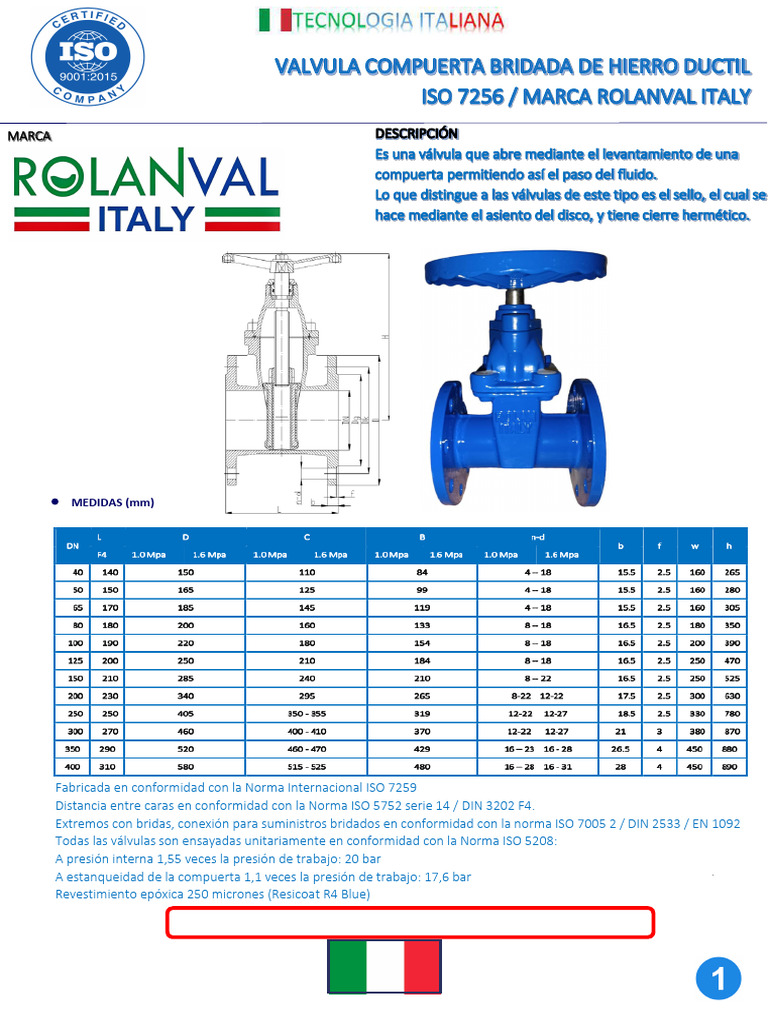Valvula Compuerta Bridada | PDF | Ingeniería mecánica | Unión