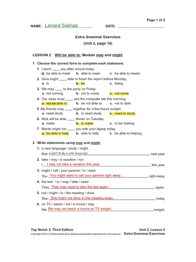 UNIT 2 Lesson 2 Classwork | PDF
