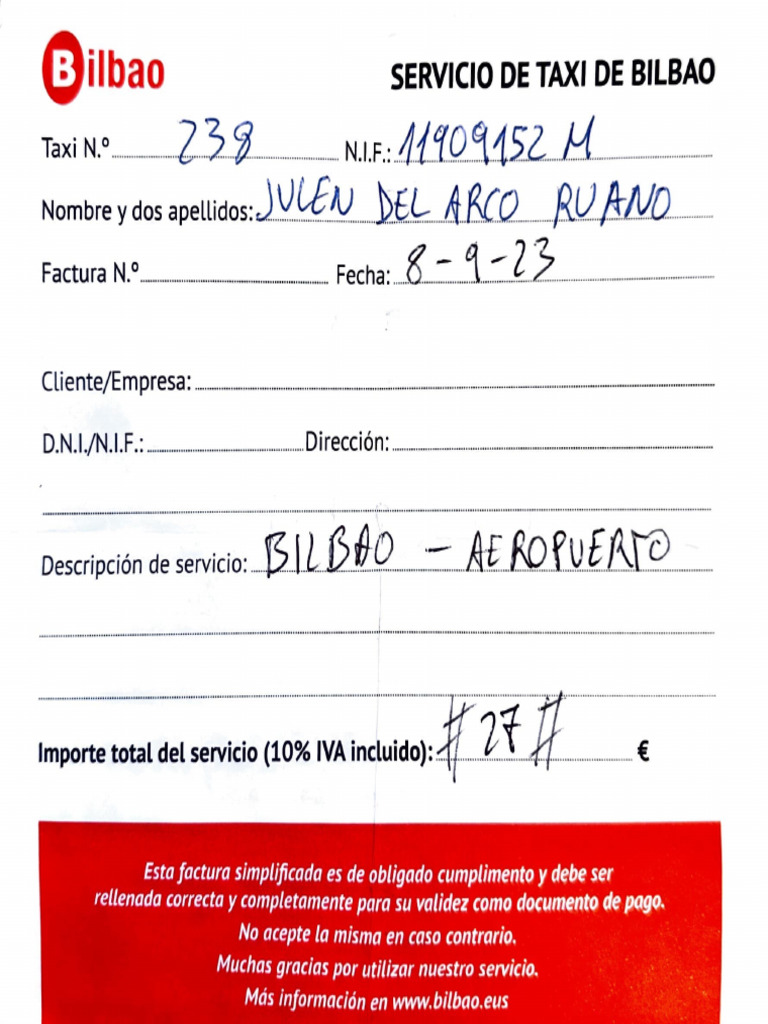 Ticket de Taxi 08-09-23 | PDF