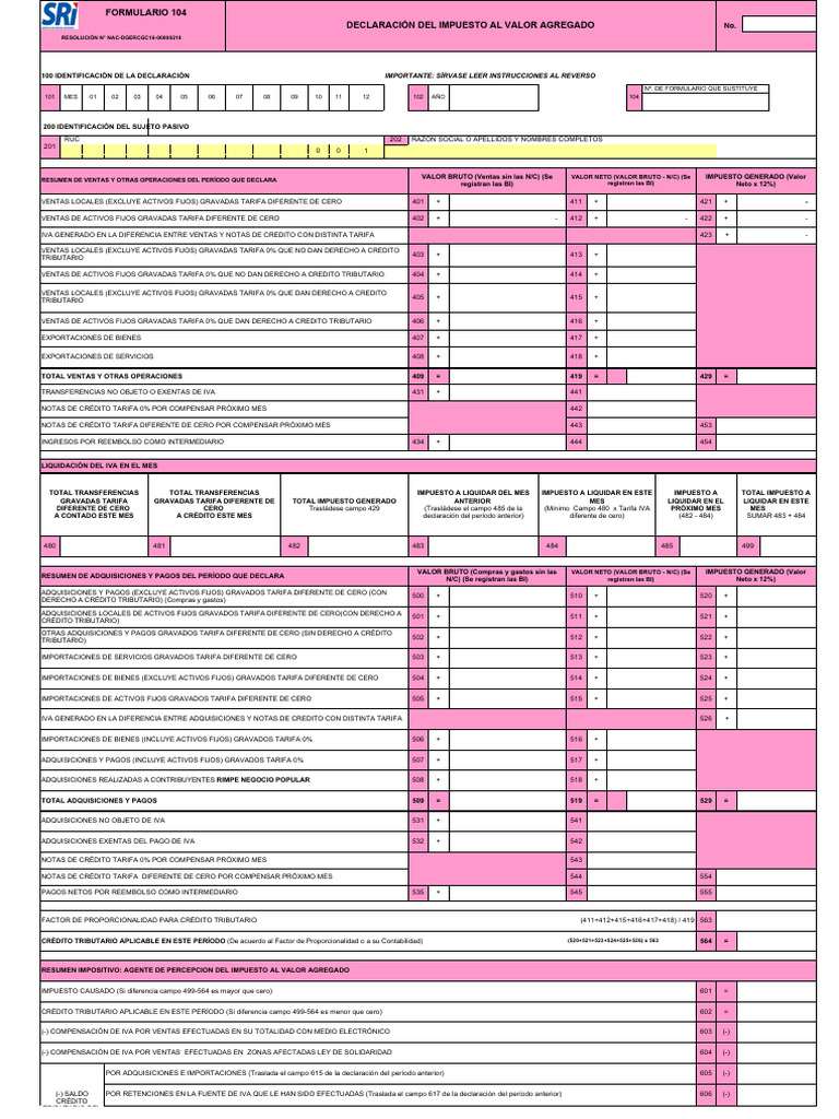 Declaración IVA Formulario 104 | PDF | Impuesto al valor agregado | Impuestos
