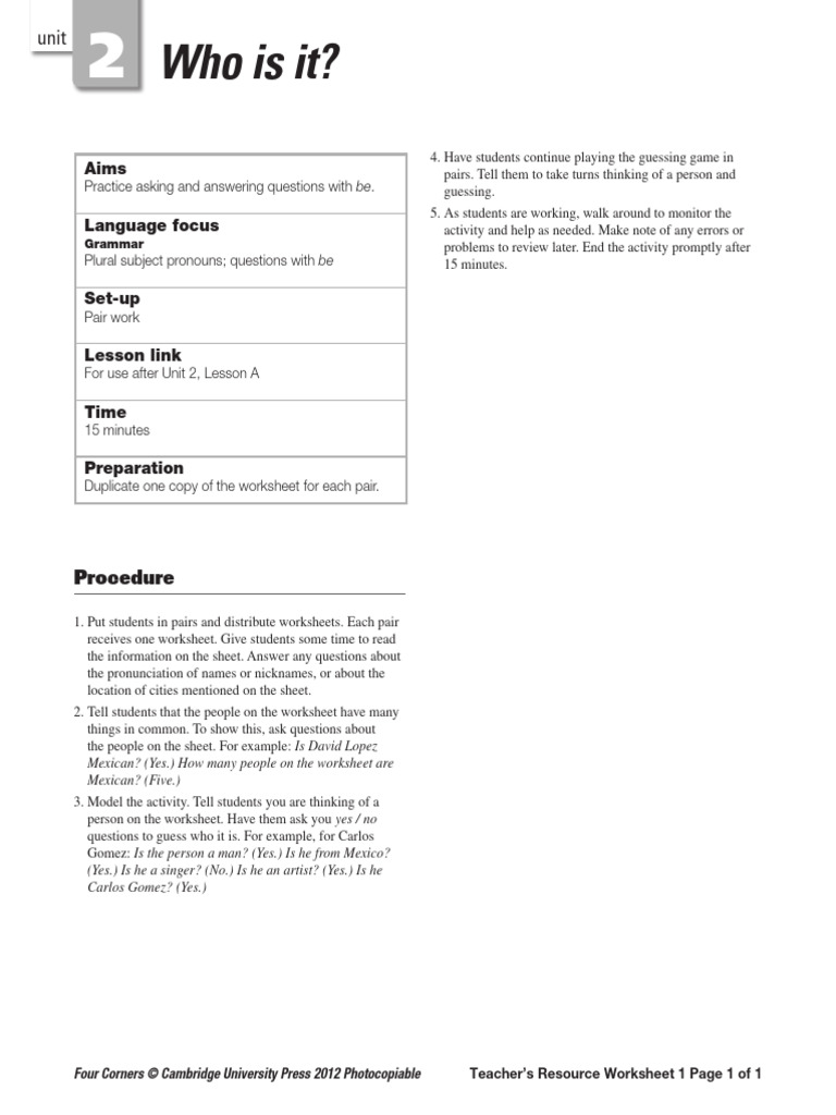 Plural Subject Pronouns Questions With Be2 | PDF