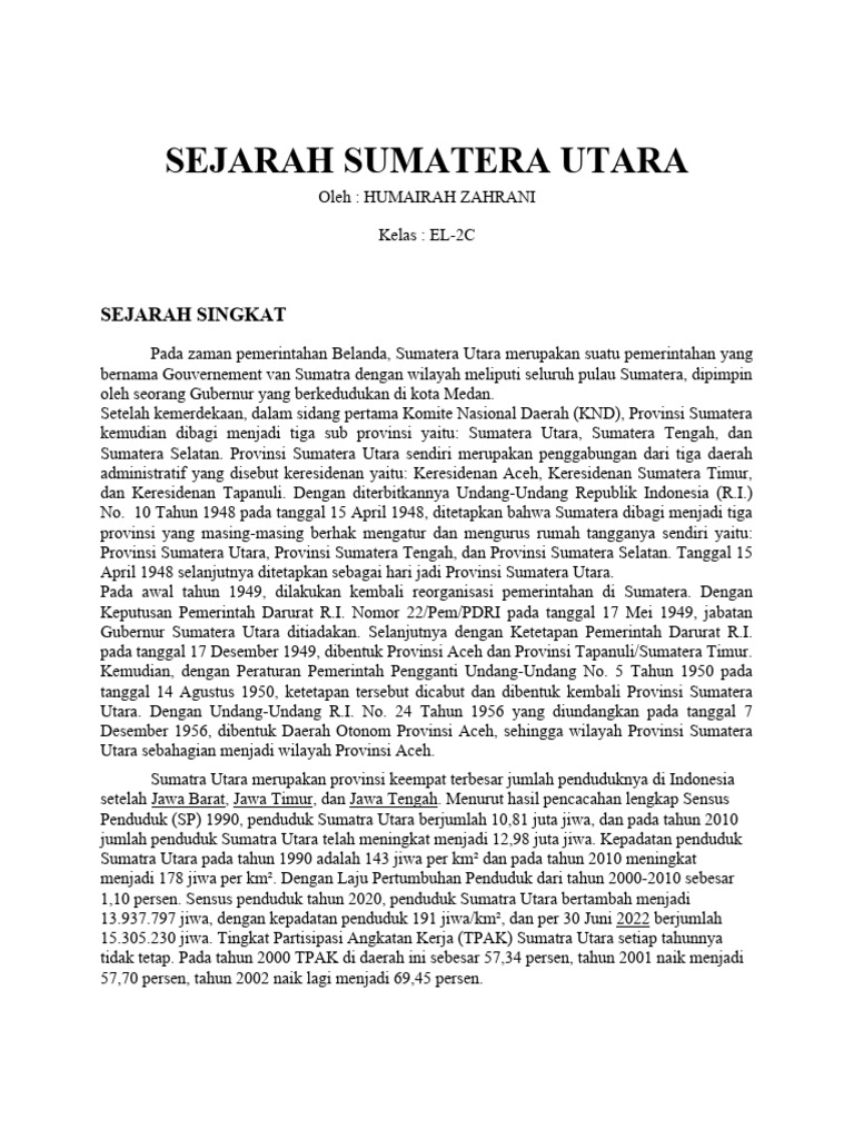 Sejarah Sumatera Utara | PDF