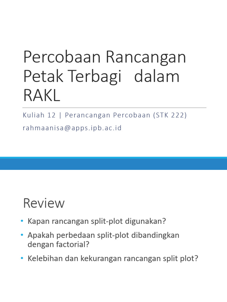 Kuliah 12 - Split Plot Dalam RAKL | PDF