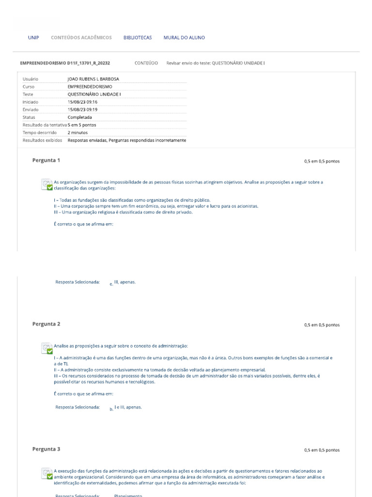 EMP - Questionário I | PDF