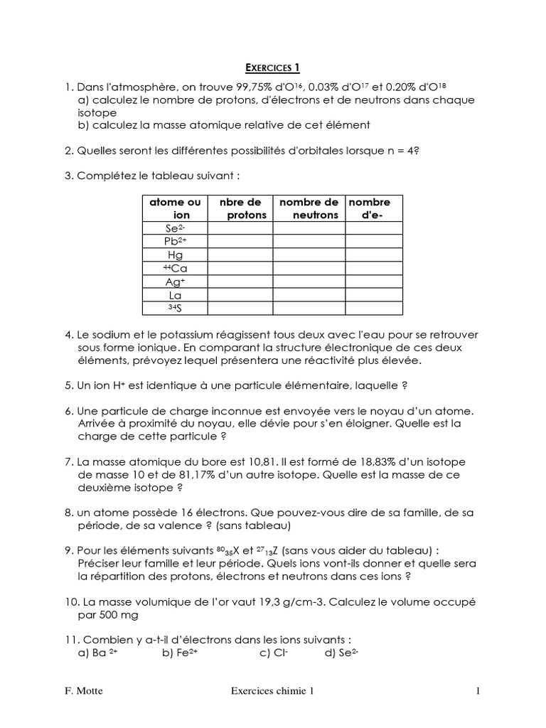 Exercices_chimie_1 | PDF