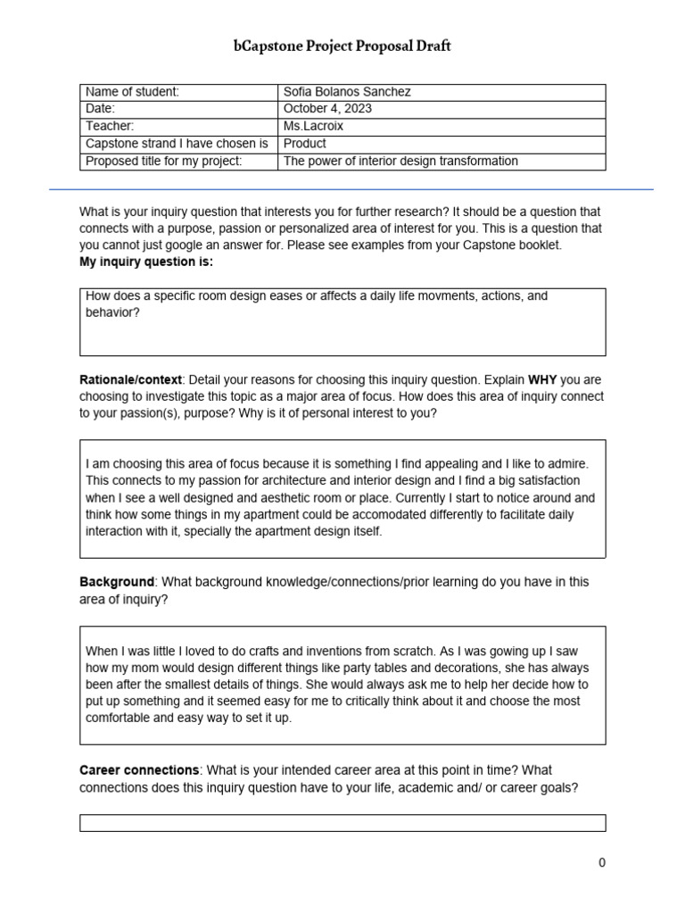 Capstone Project Proposal | PDF | Mentorship | Thought
