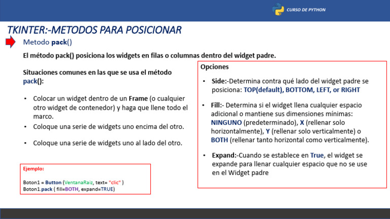 Tkinter Uso Del Metodo+pack | PDF