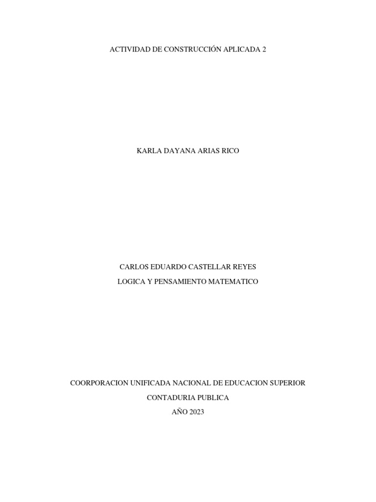 ACA 2 Lógica y Pensamiento Matematico | PDF