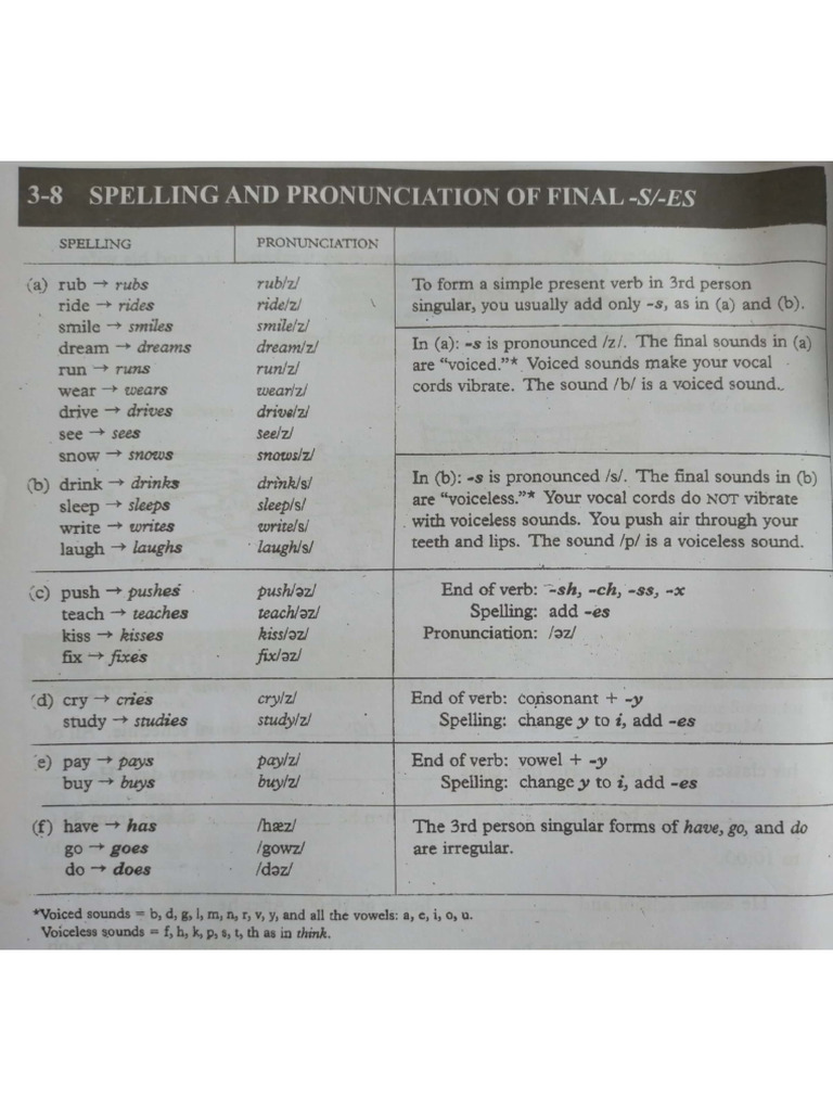 Spelling and Pronunciation of Final - S or - Es | PDF
