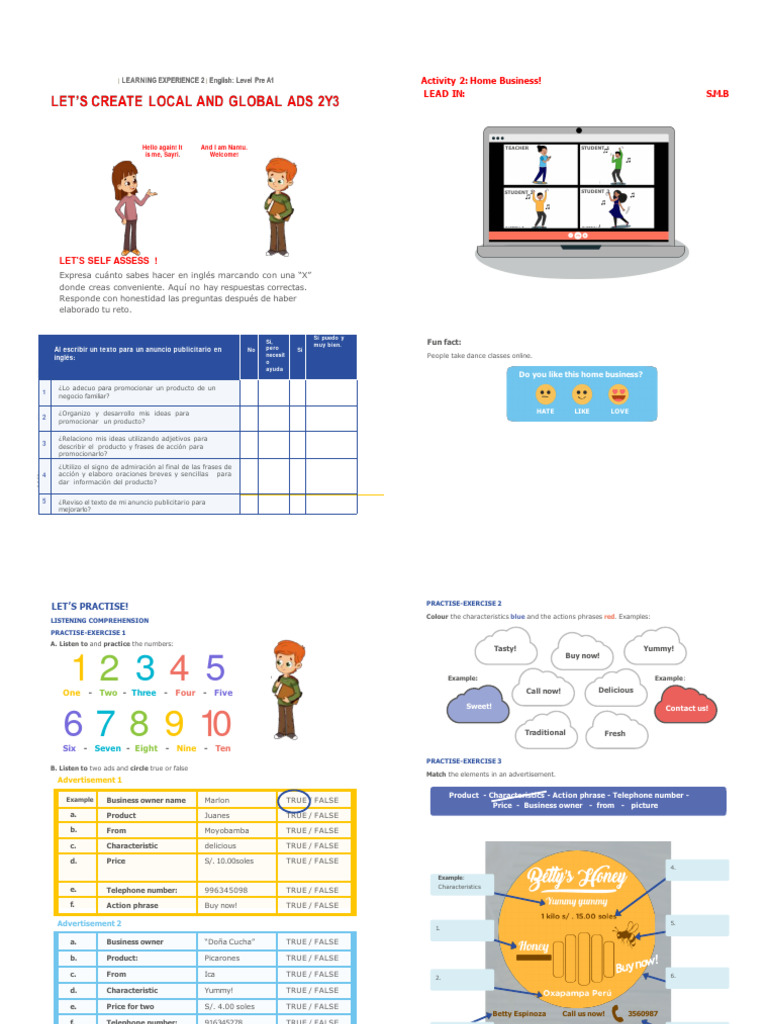 ANUNCIO PUBLICITARIO ACT 2 - 2y3seguimosaprendiendo-Ingles | PDF