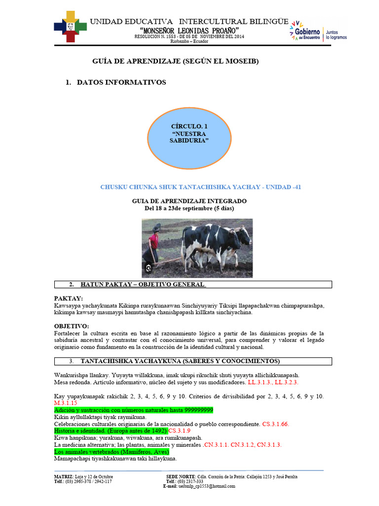 Guia 41 Círculo 1 6to Egb 2023-2024 | PDF