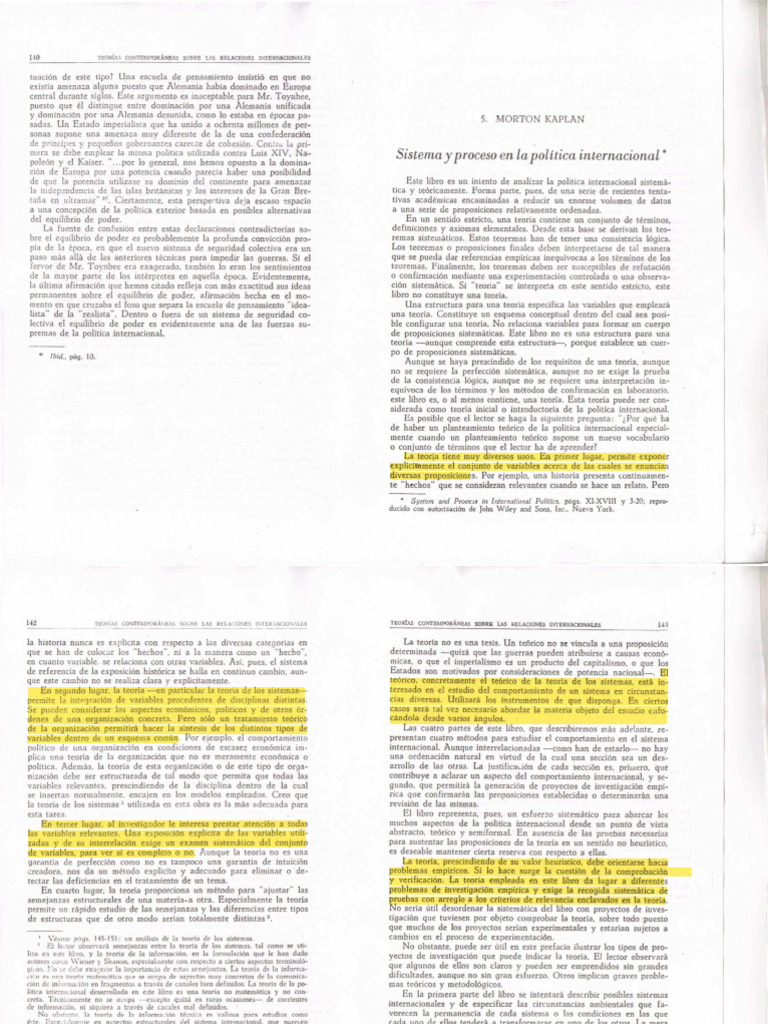 Morton Kaplan Sistema Y Proceso en La Po | PDF | Filosofía
