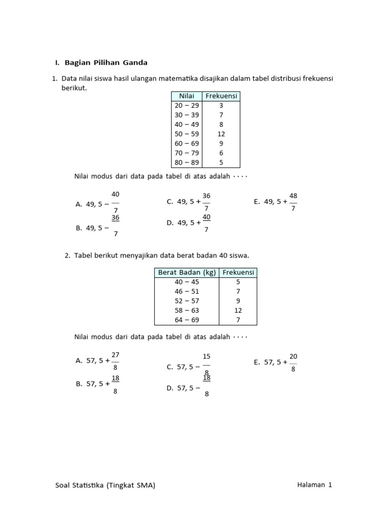 Latihan Review Statistika SMA | PDF
