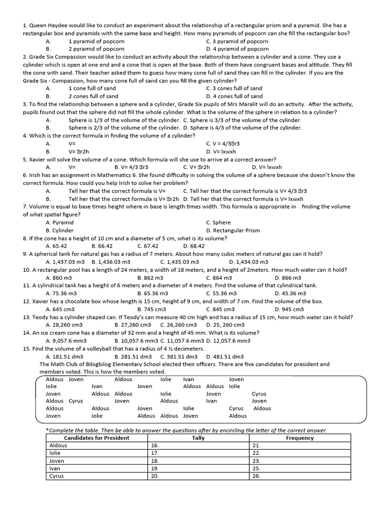 Math WK8 Quiz | PDF | Volume | Mathematical Concepts