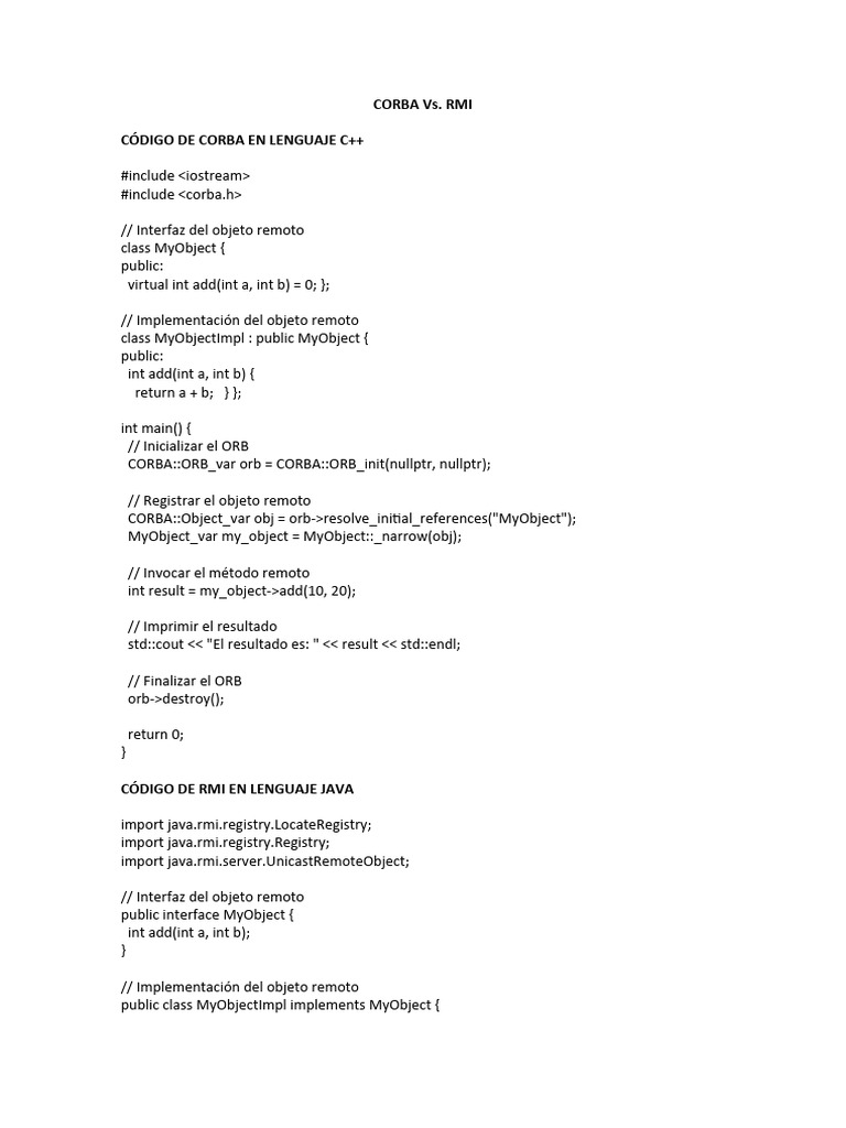 Corba VS Rmi | PDF
