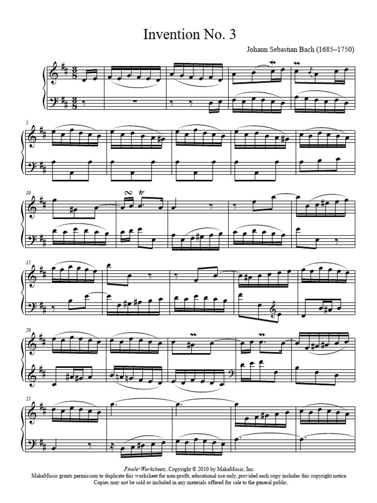 Bach Invention 3 | PDF