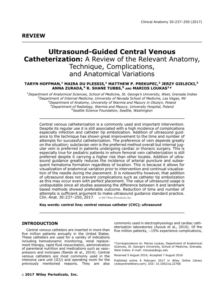 2017 Ultrasound-Guided Central Venous Catheterization | PDF | Common Carotid Artery | Vein