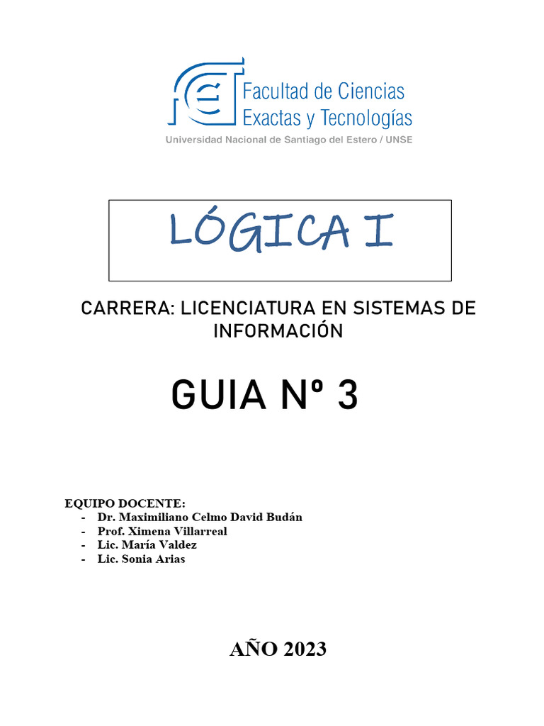 GUIA N°3-PREDICADOS-2023 Lógica I | PDF