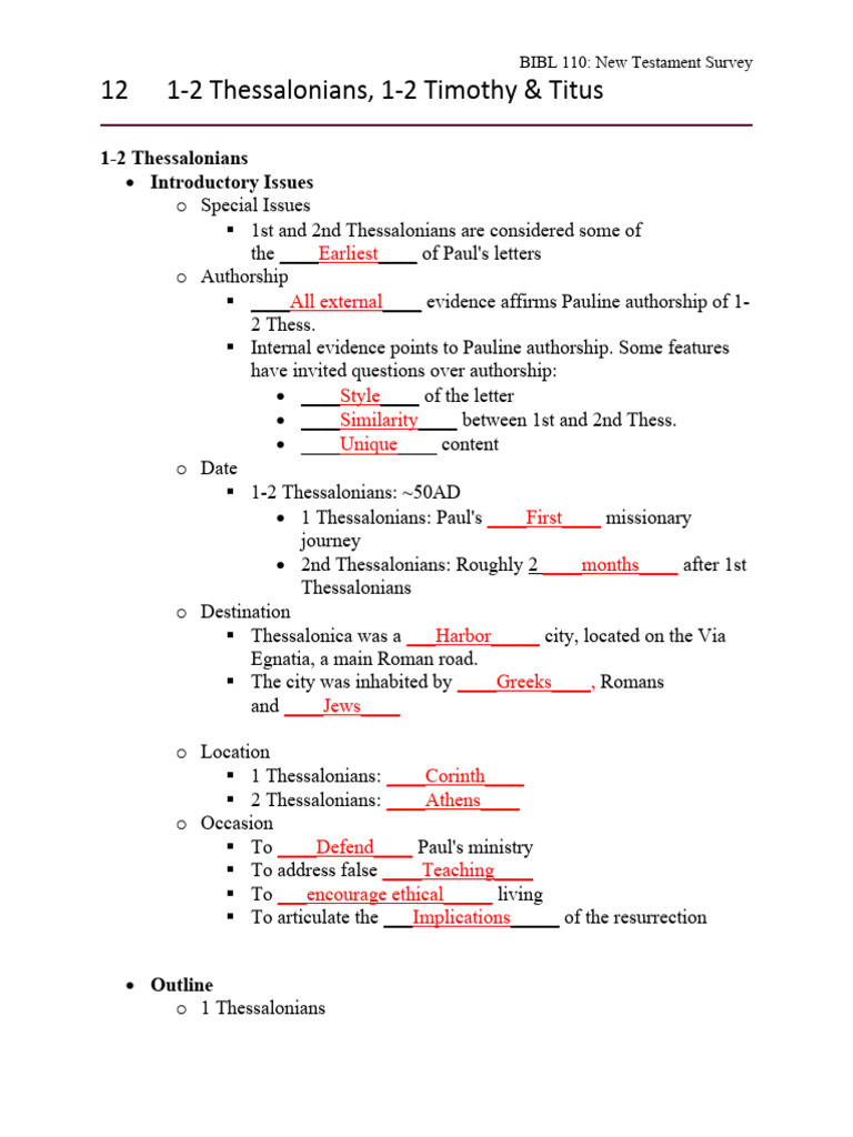 12 1-2 Thess., 1-2 Tim. & Titus | PDF | Saint Timothy | First Epistle To The Thessalonians