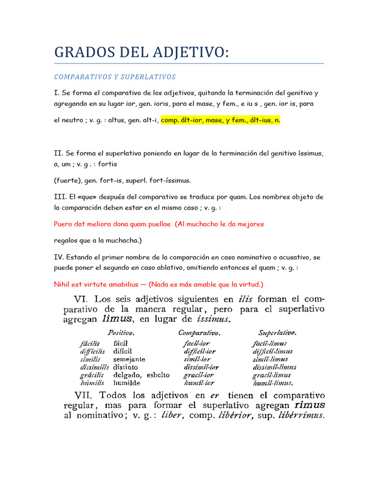 GRADOS DEL ADJETIVO | PDF