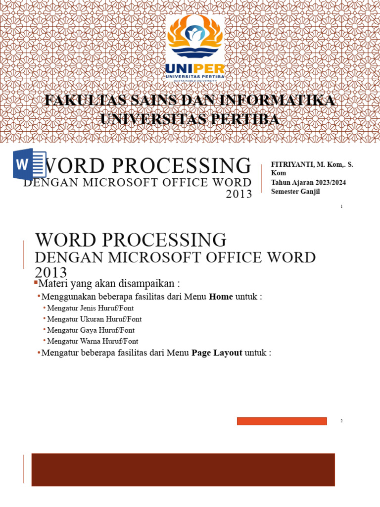 Materi Word Processing 2 | PDF