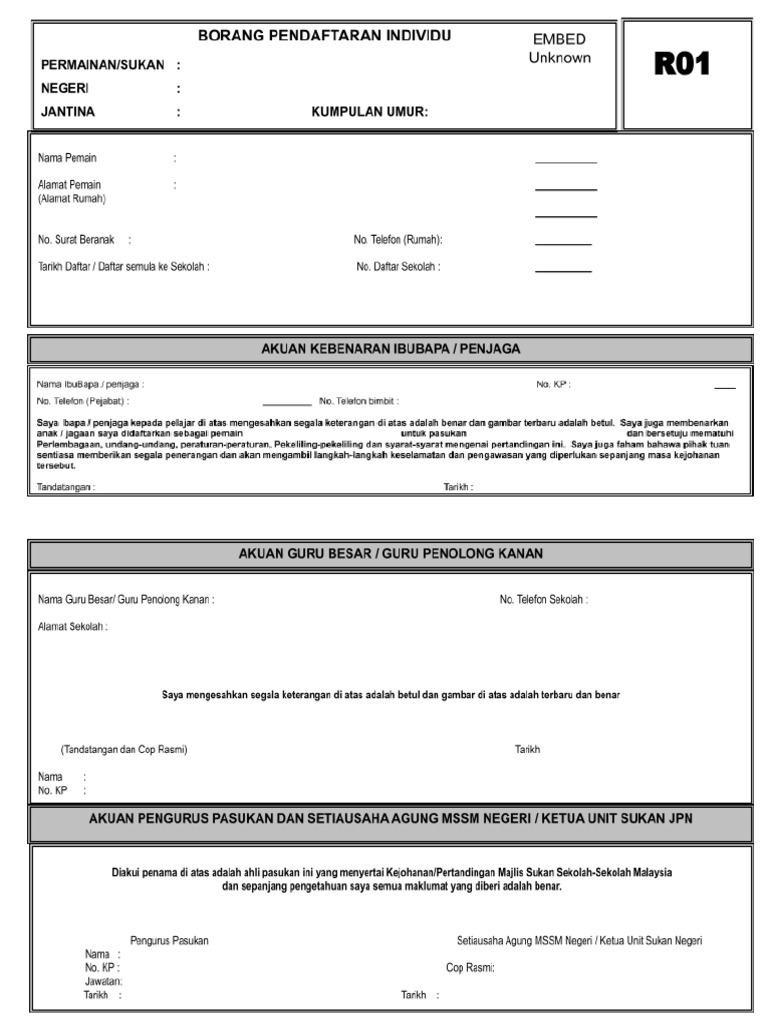 Borang Pendaftaran R01 Terkini | PDF